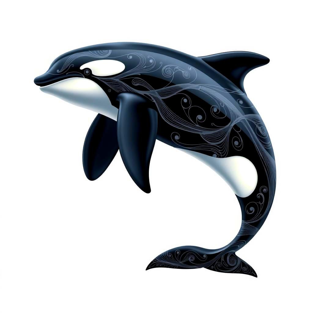Hyper-Realistic Stylized Orca in Enamel-Inspired A... - AI Art