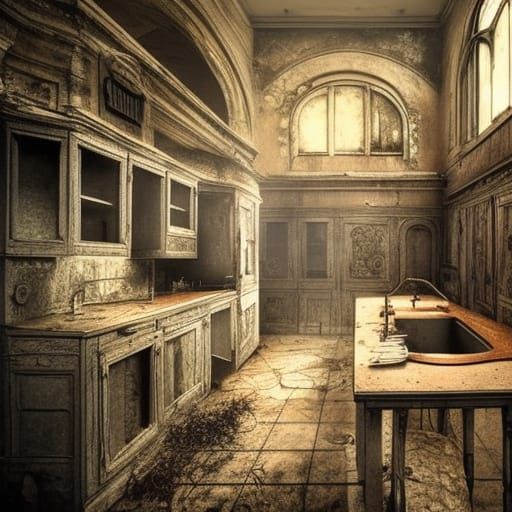 Abandoned old creepy kitchen - AI Generated Artwork - NightCafe Creator
