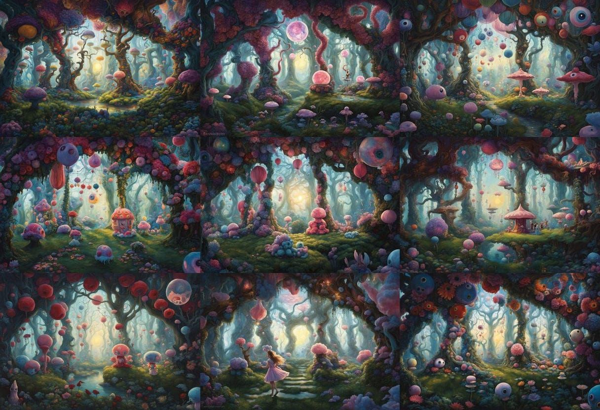 Surrealist Dreamscape of Whimsical Enchanted Fores... - AI Art