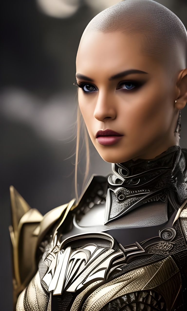 Bald Beautiful Warrior Lady - AI Generated Artwork - NightCafe Creator