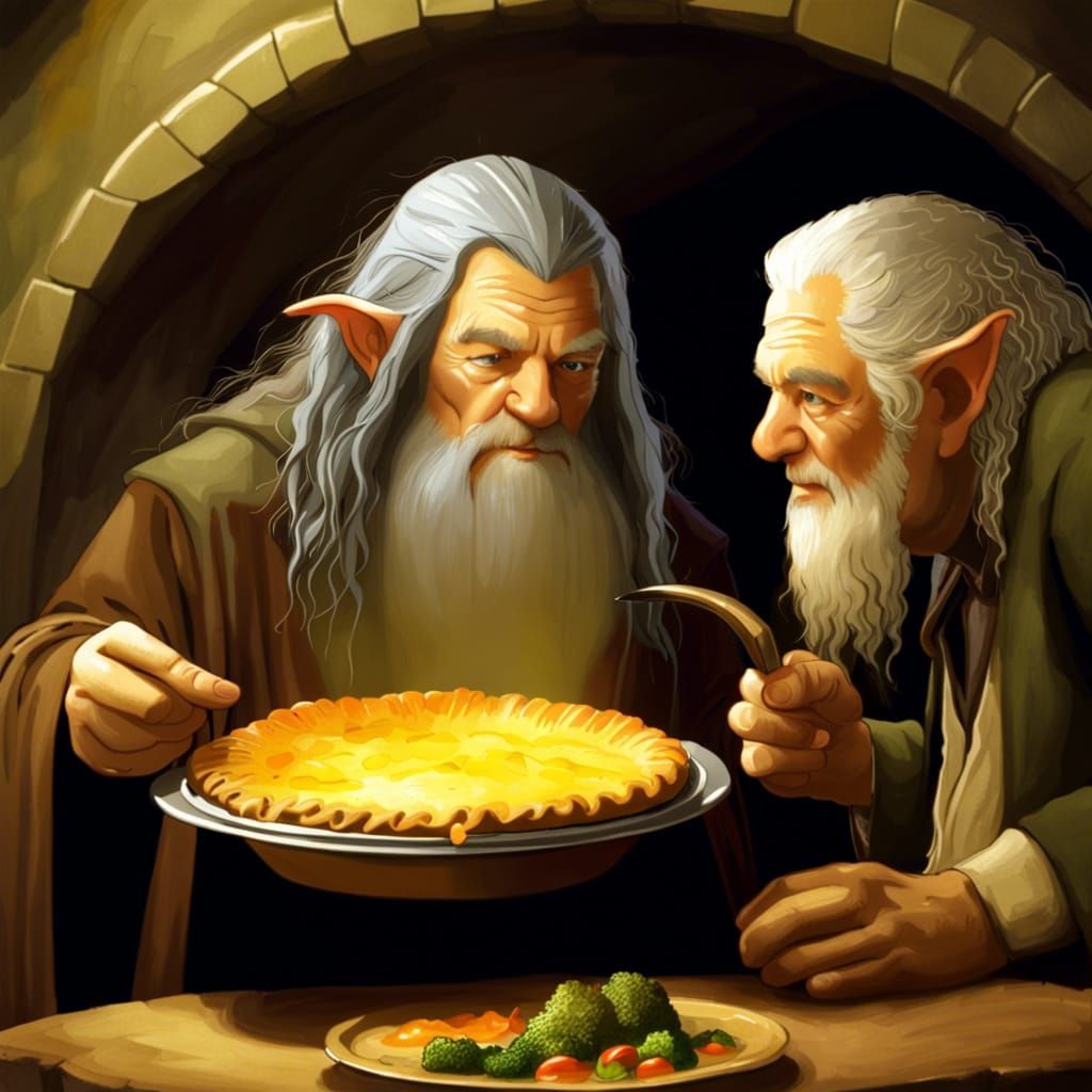 Bilbo Baggins and Gandalf reviewing an unimpressed Orc's famous Nazgul ...