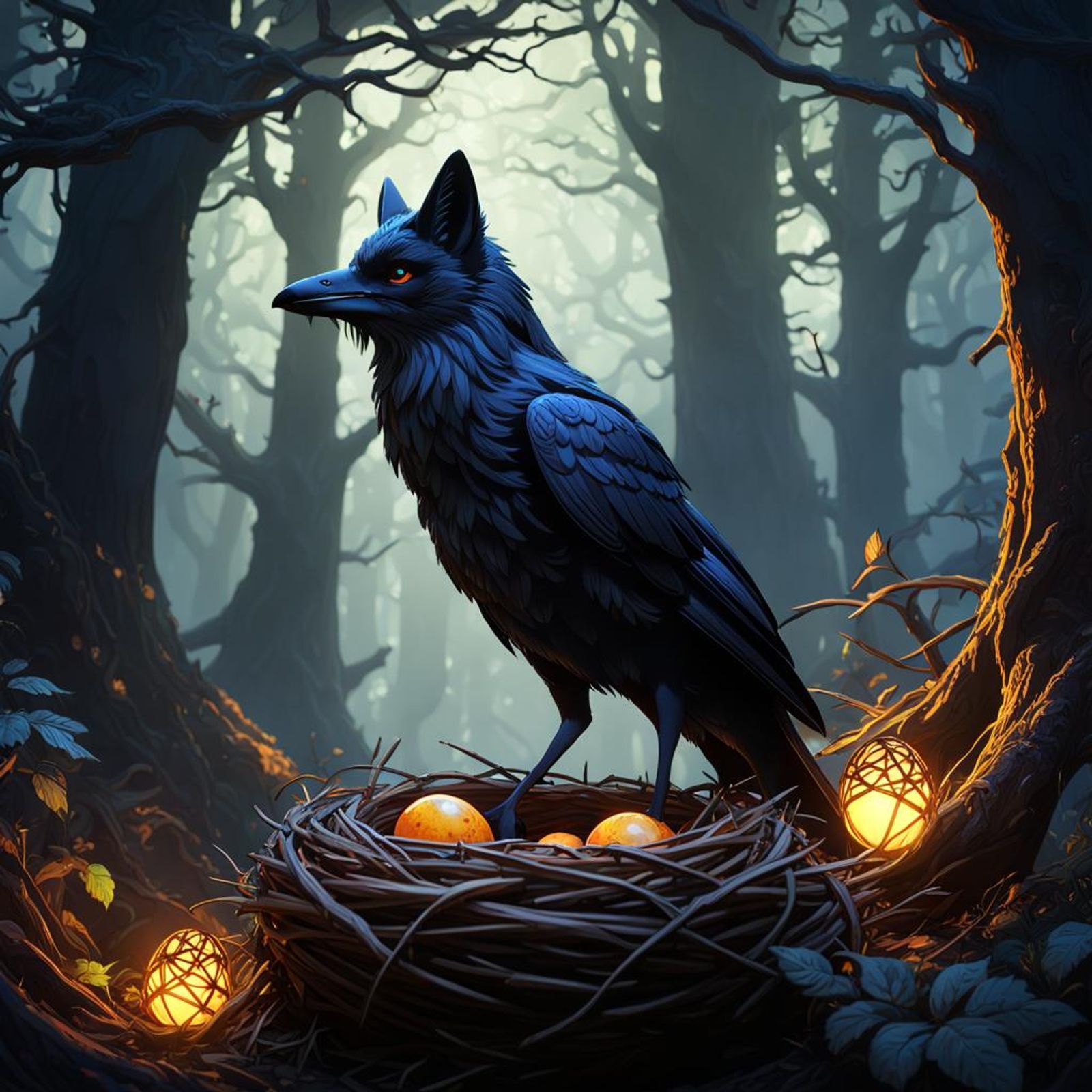 Chimera (fox, raven) - AI Generated Artwork - NightCafe Creator