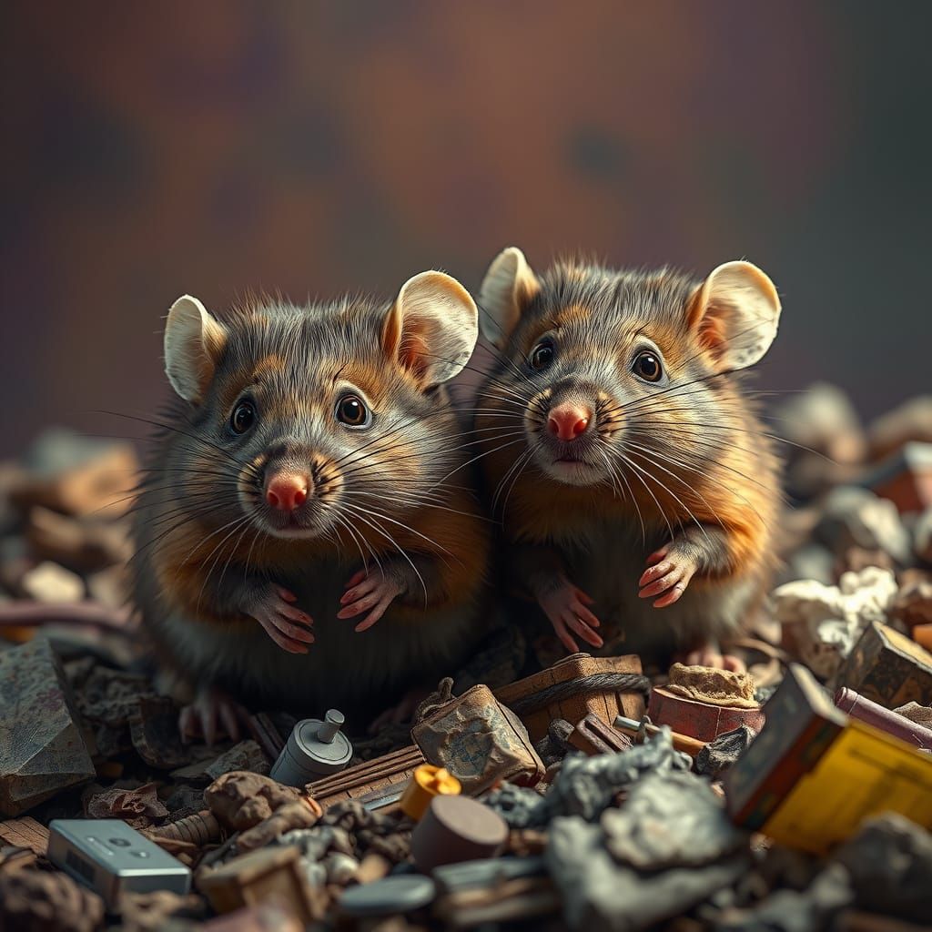 Brown rats out on the town - Brown Rats in a Vibrant, Photor...