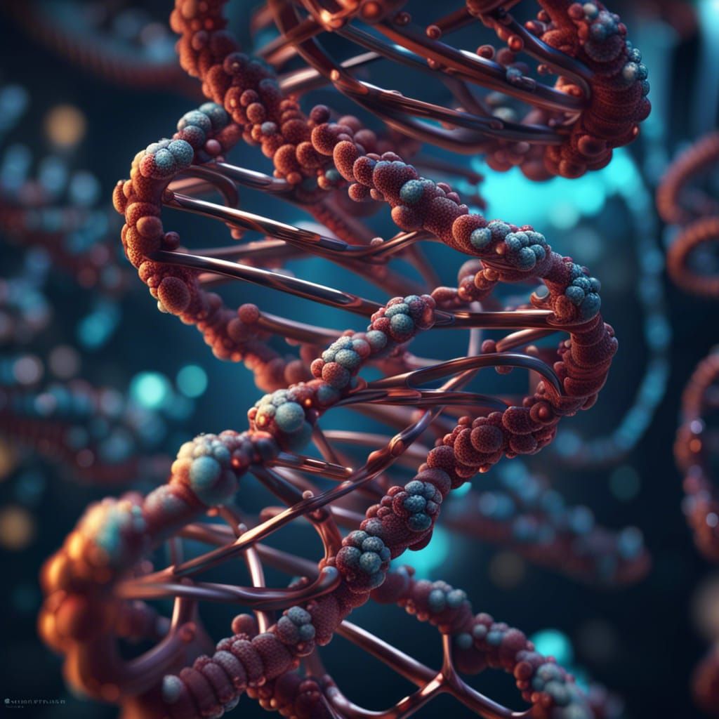 helical structure of a DNA molecule in 3D - AI Generated Artwork ...