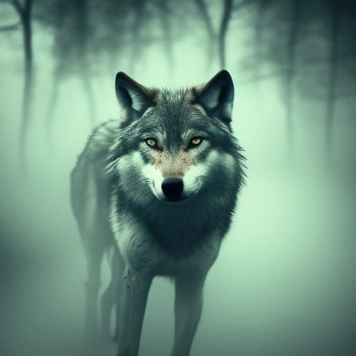 Wolf in fog - AI Generated Artwork - NightCafe Creator