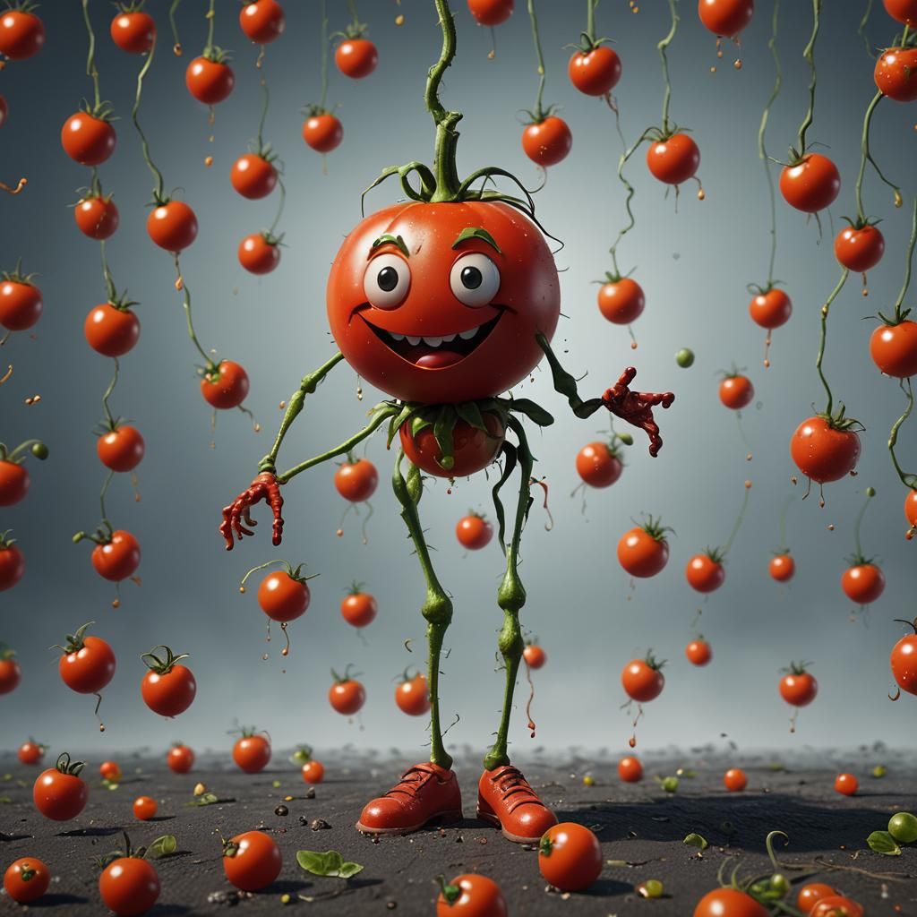 Tomato with legs and happy face dancing - AI Generated Artwork ...