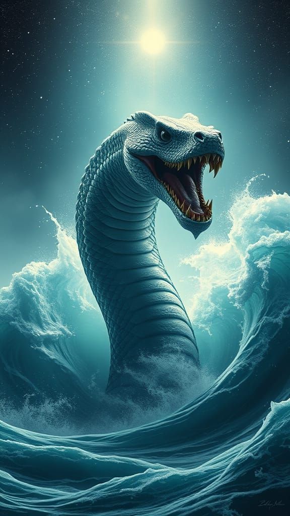Epic Leviathan Emerges from Crystal Waters in Cine... - AI Art