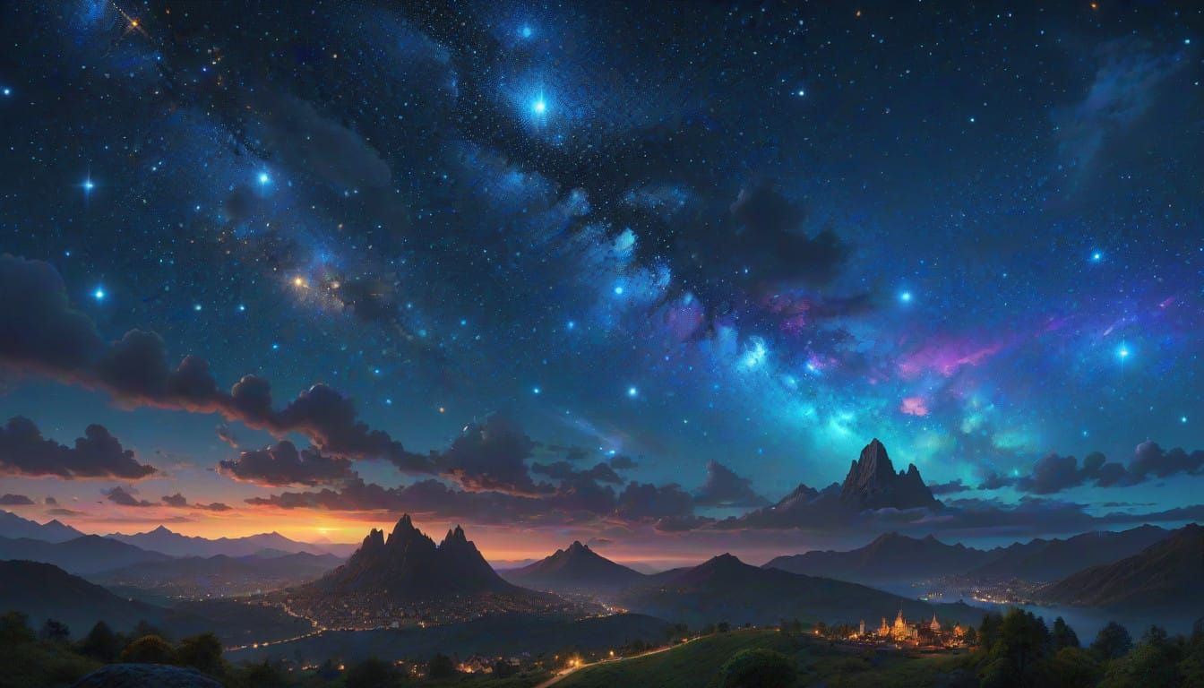 Night sky full of glowing stars. - Stellar Dreamscape Matte...