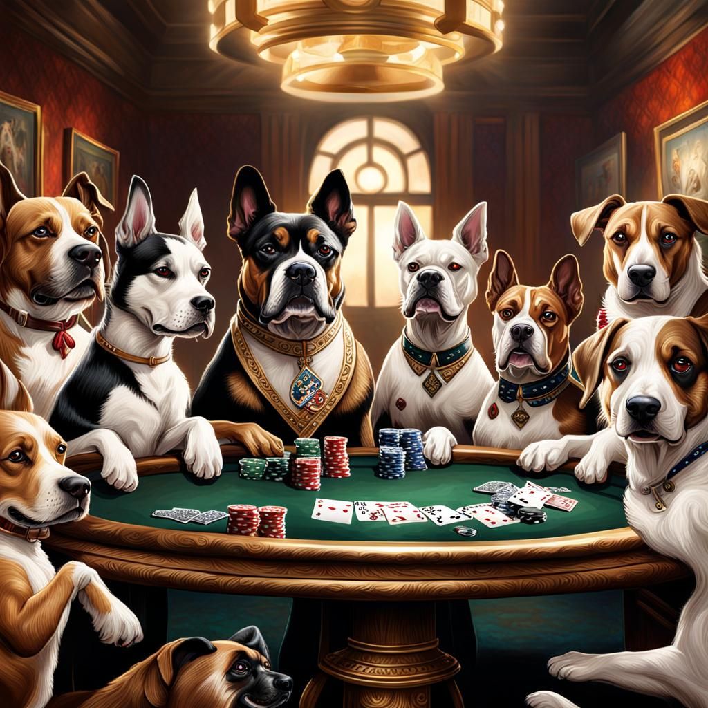 Dogs playing poker - AI Generated Artwork - NightCafe Creator
