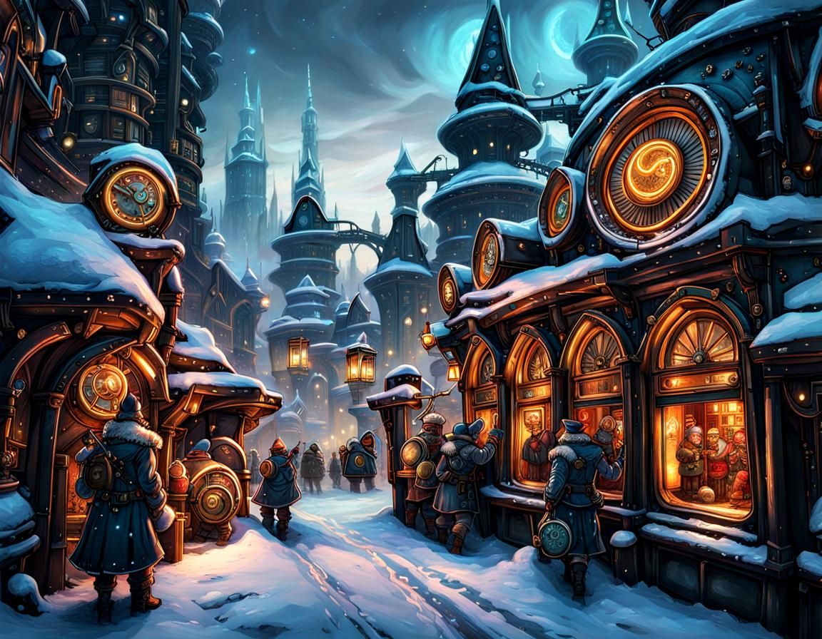 The Steampunk Winter Wonderland - AI Generated Artwork - NightCafe Creator
