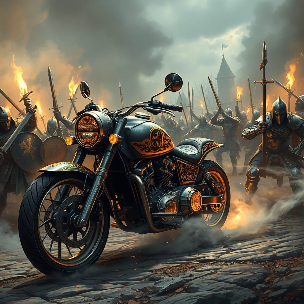 Motorcycle in a medieval battle - Ethereal Motorcycle Charge...