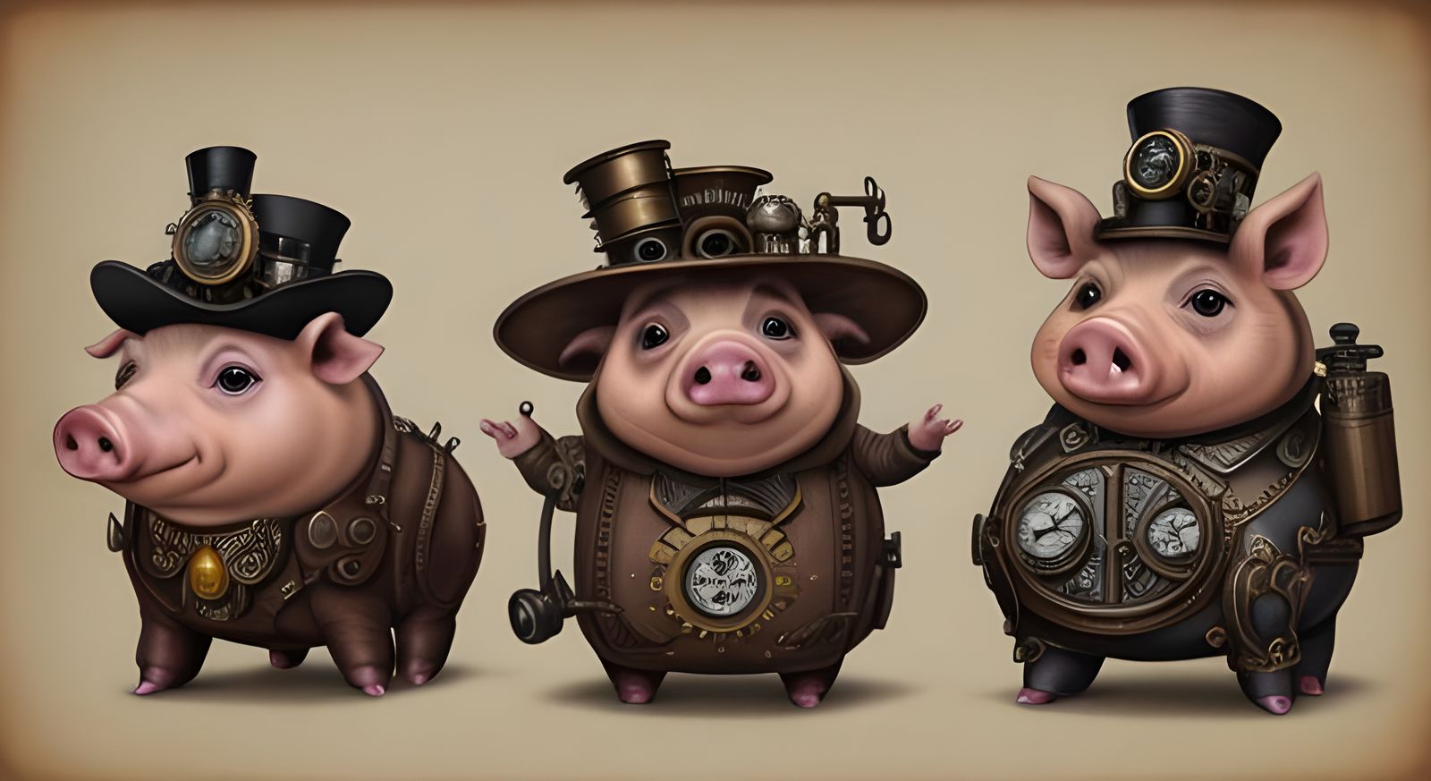 steampunk pigs - AI Generated Artwork - NightCafe Creator