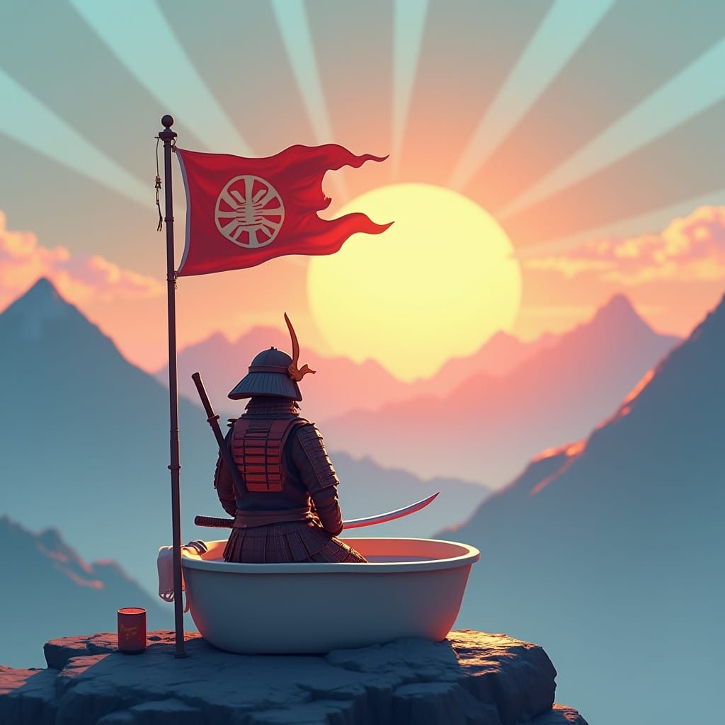 Surreal Samurai Contemplates Dawn in Whimsical 4K ... - AI Art