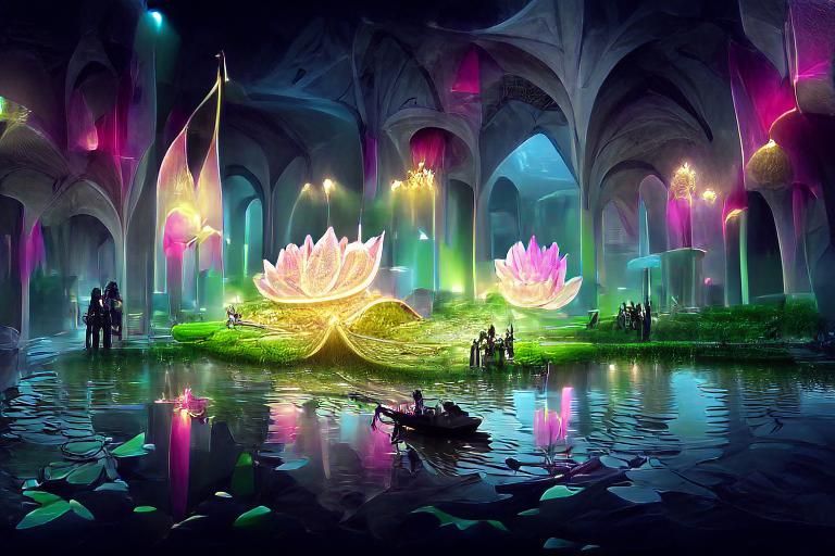 glowing lotus, a fantasy world of magical illuminated lotus - AI Generated Artwork - NightCafe ...