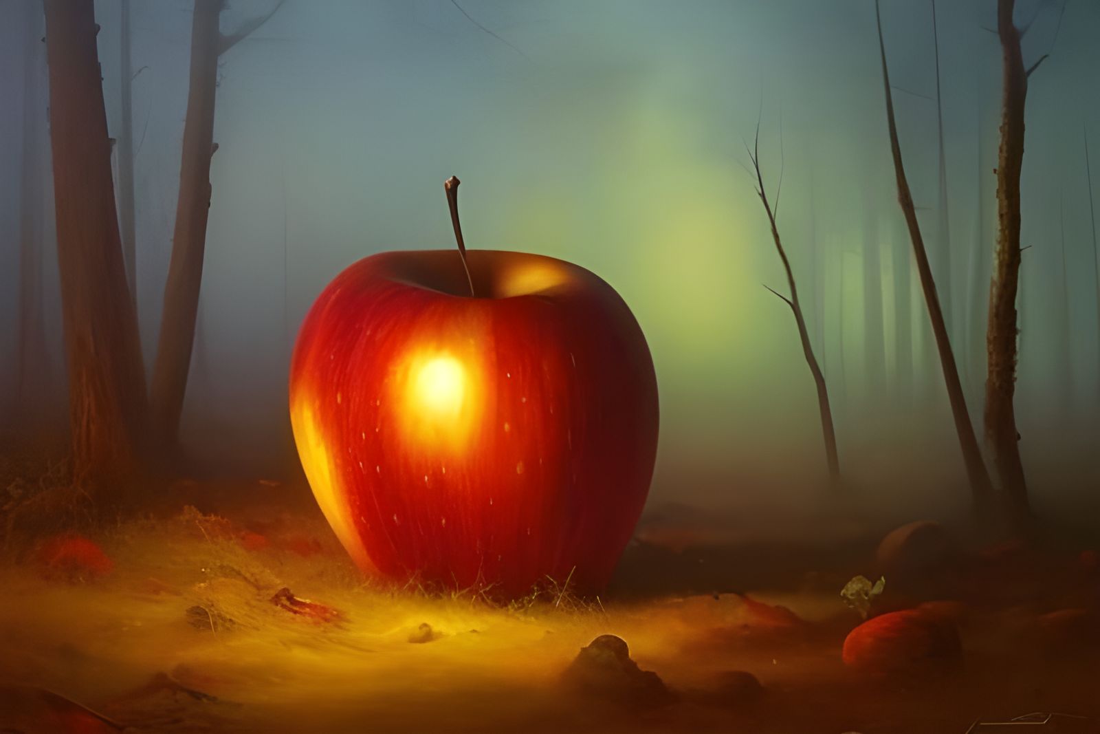 Giant Apple in a Haunted Forest - AI Generated Artwork - NightCafe Creator