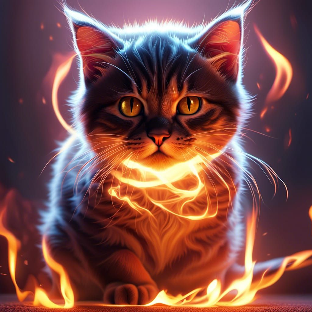 Magical Fire Kitten - AI Generated Artwork - NightCafe Creator