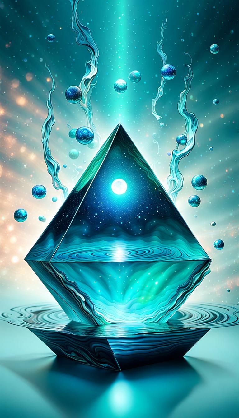 Glass Enchanted moonlight cyan ripple reflection Magic light flow ...