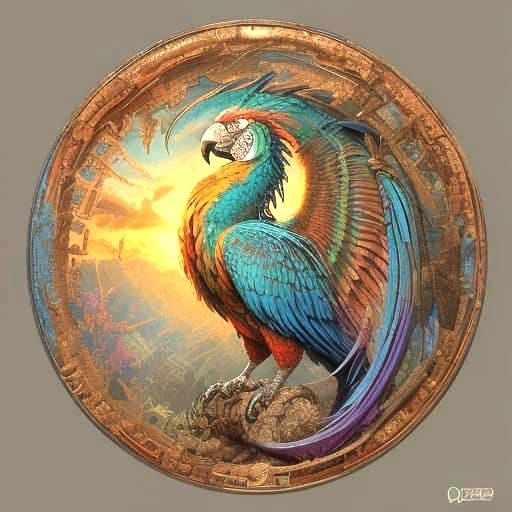 Ancient Aztec Macaw Dragon in Vibrant Golden Hour ... - AI Art
