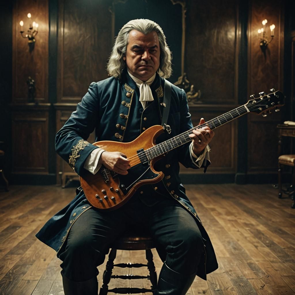 Johann Sebastian Bach playing electric guitar | Composers Playing ...