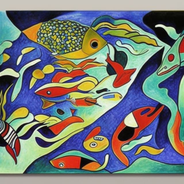Fish swimming in Atlantis Kandinsky fauvism majolica IMAX liminal ...