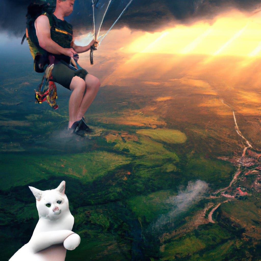 Guy drops his cat while Skydiving - AI Generated Artwork - NightCafe ...