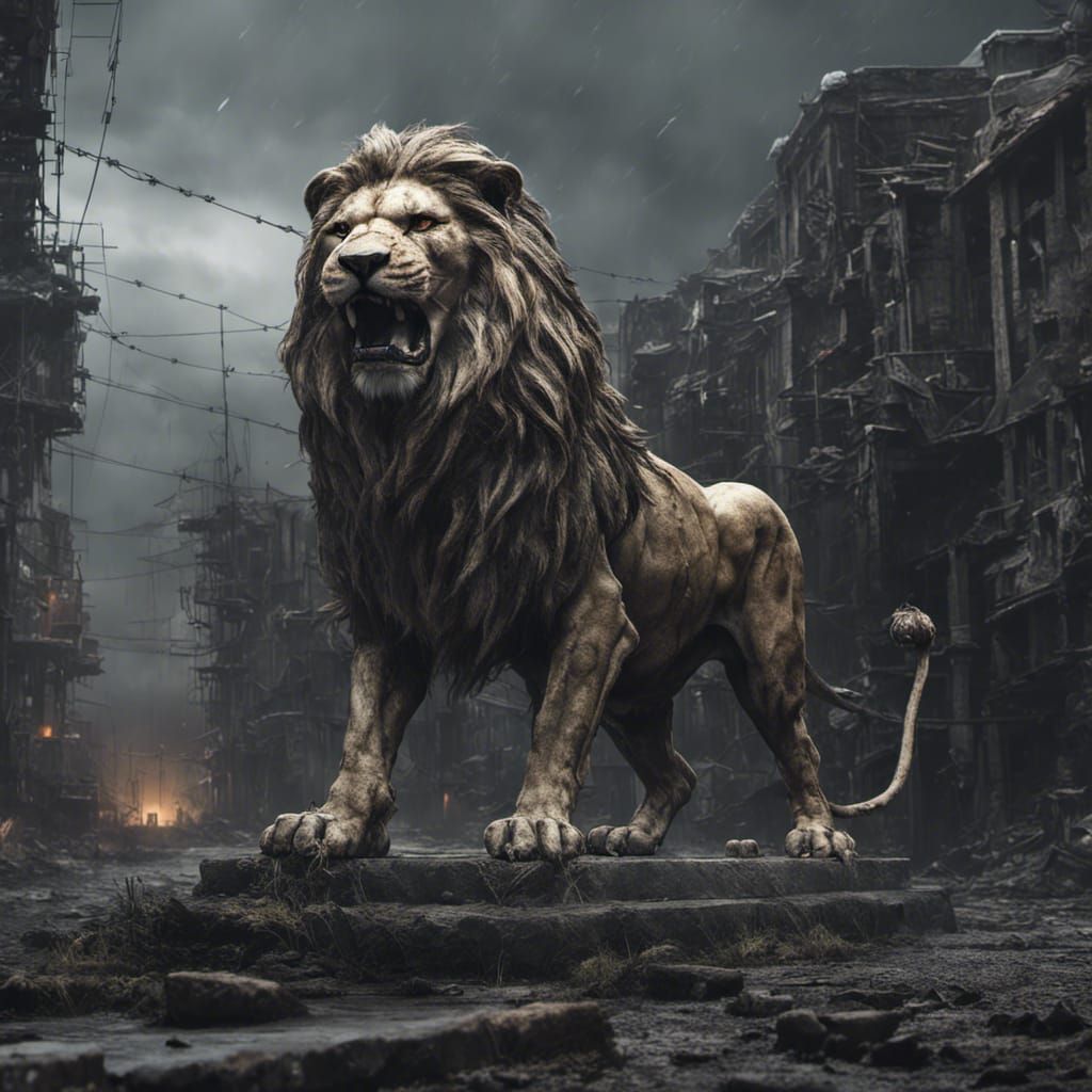 Medieval Lion in a Dystopian Suburb - AI Generated Artwork - NightCafe ...