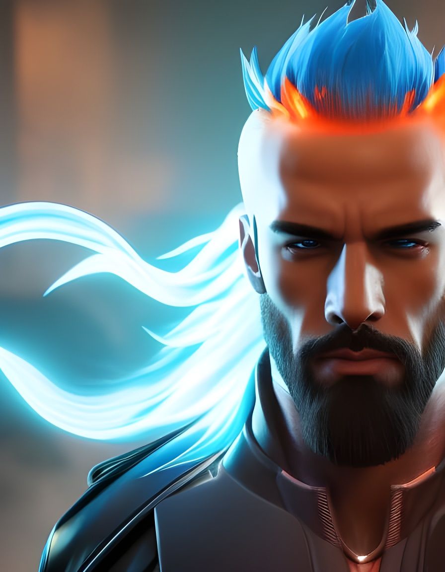 Fiery Bluehair - AI Generated Artwork - NightCafe Creator