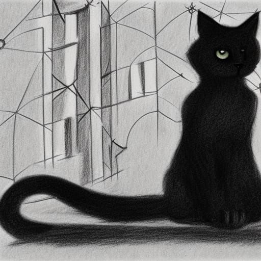 One eyed cat with long tail - AI Generated Artwork - NightCafe Creator