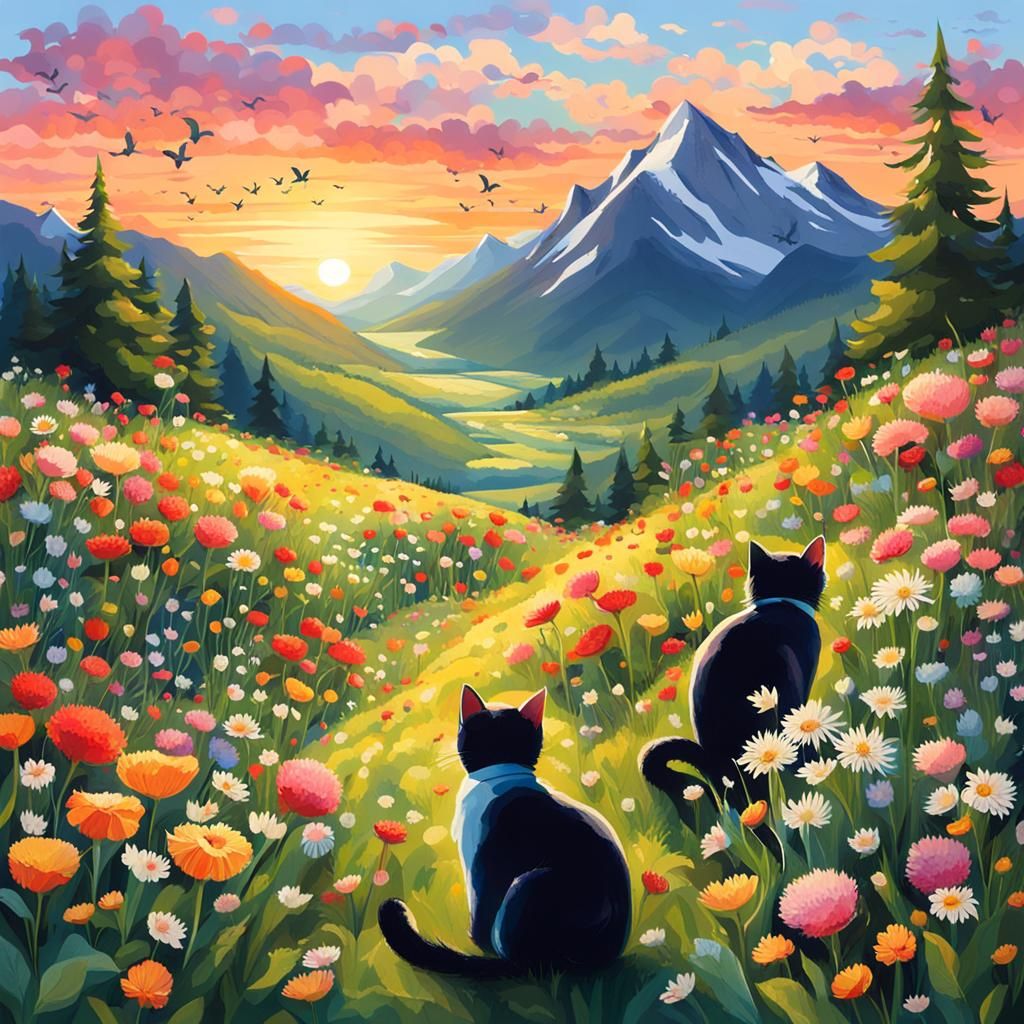 Cat Sunrise - AI Generated Artwork - NightCafe Creator