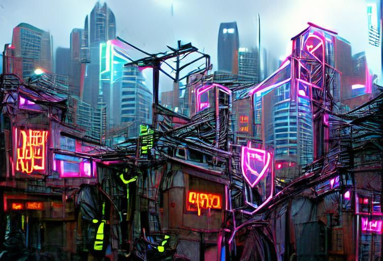 City cyberpunk dystopia neon metal - AI Generated Artwork - NightCafe ...