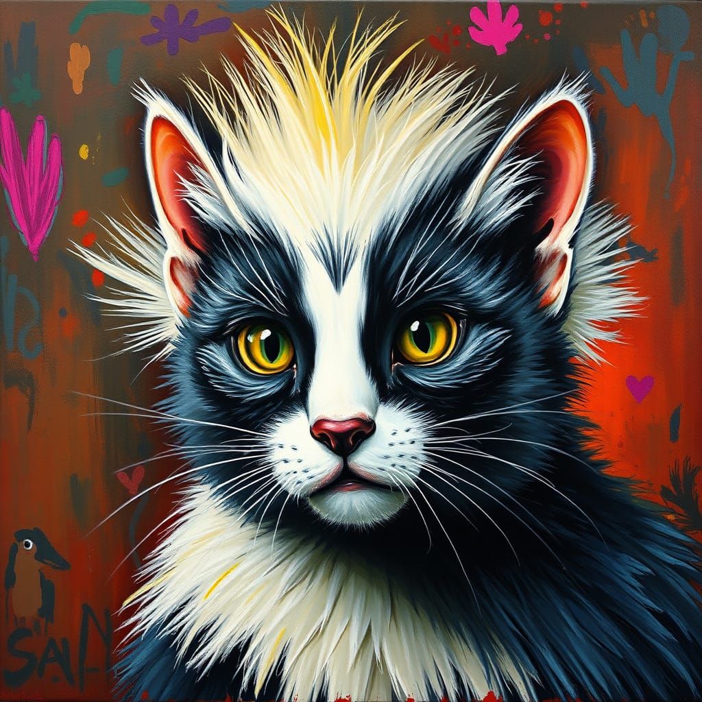 Skunk cat hybrid - Vibrant Pop Art Skunk Cat Hybrid