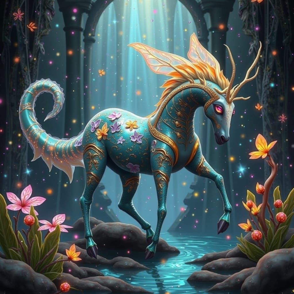 Dreamlike Centaur in an Ethereal Realm of Liquid E... - AI Art