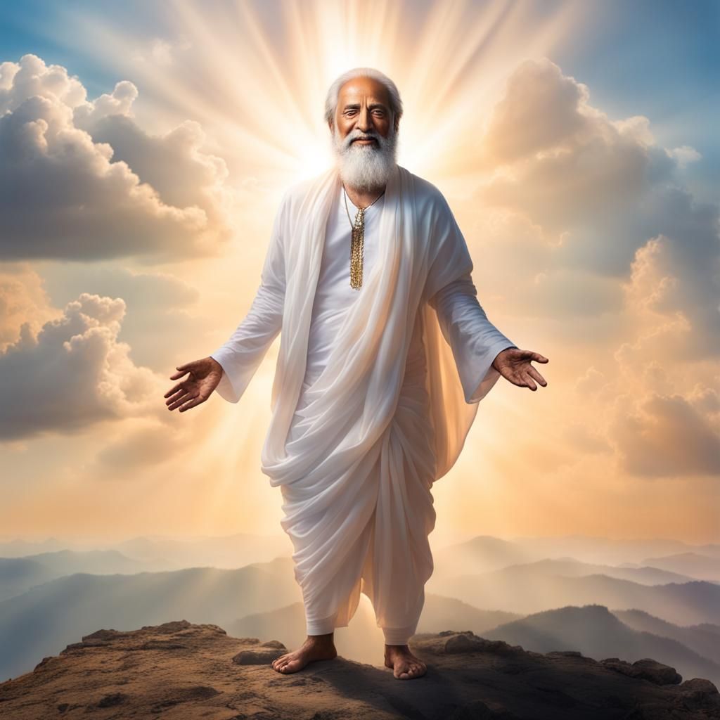 Hyper-realistic vibrant full body portrait of Adi Da Samraj Love Ananda ...