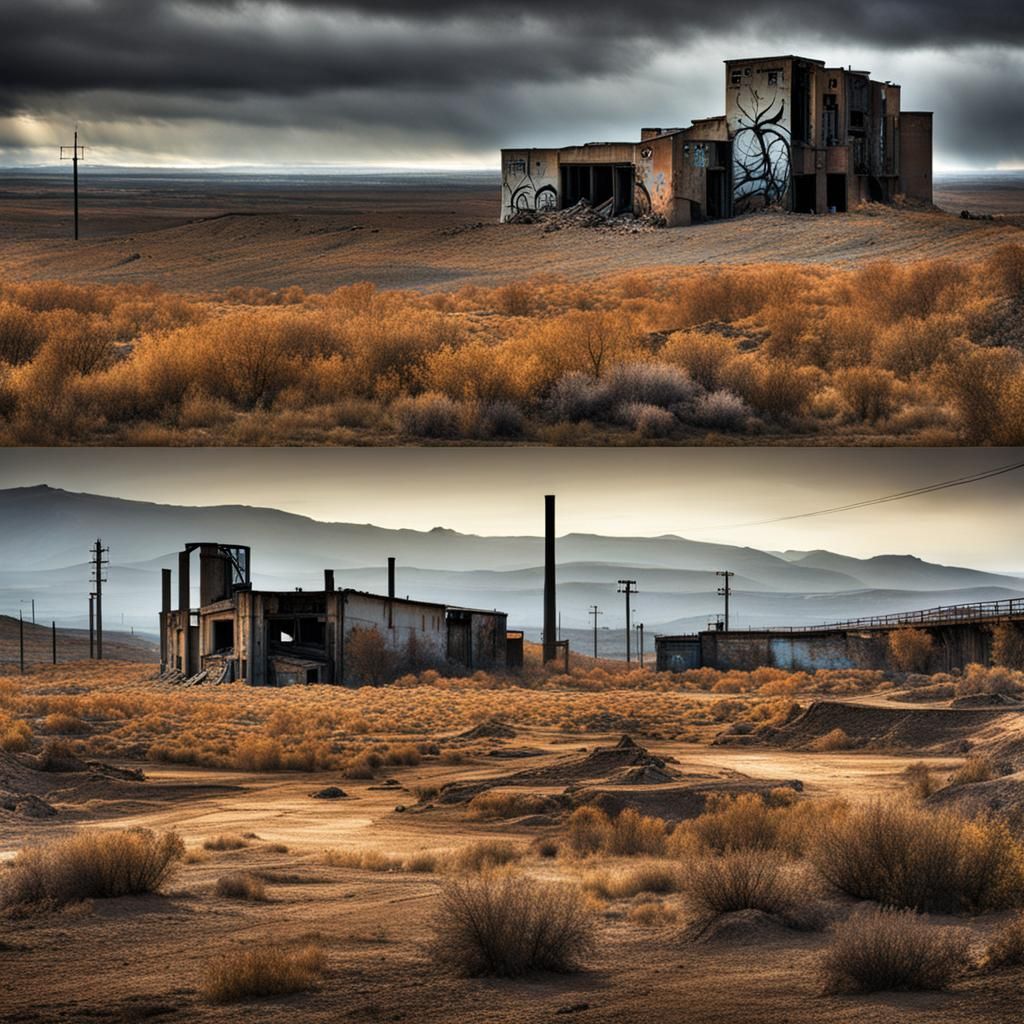 Desolate wasteland - graffiti - AI Generated Artwork - NightCafe Creator