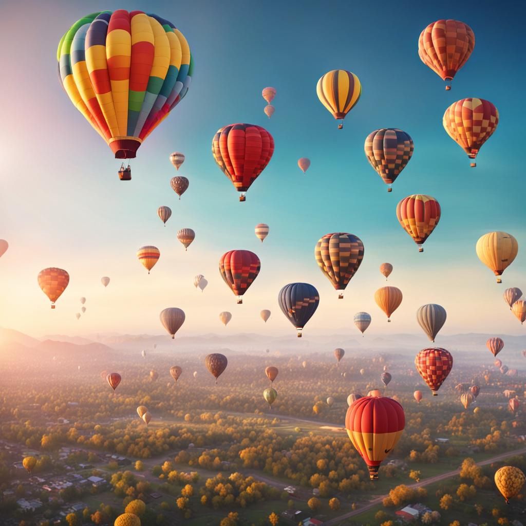 Hot air balloons in the sky - AI Generated Artwork - NightCafe Creator
