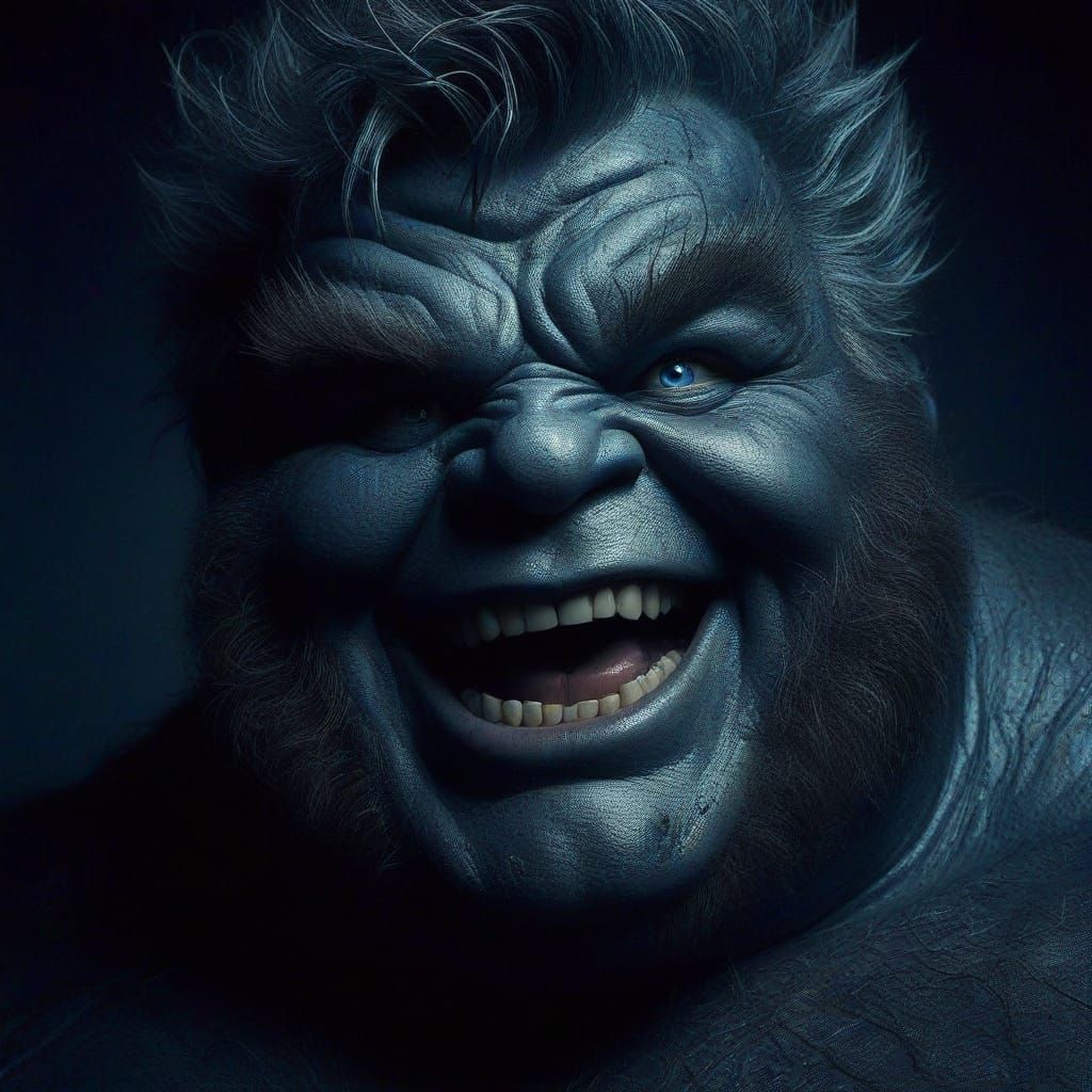Huge, Happy Beast in Darkened Marvel Universe - AI Art
