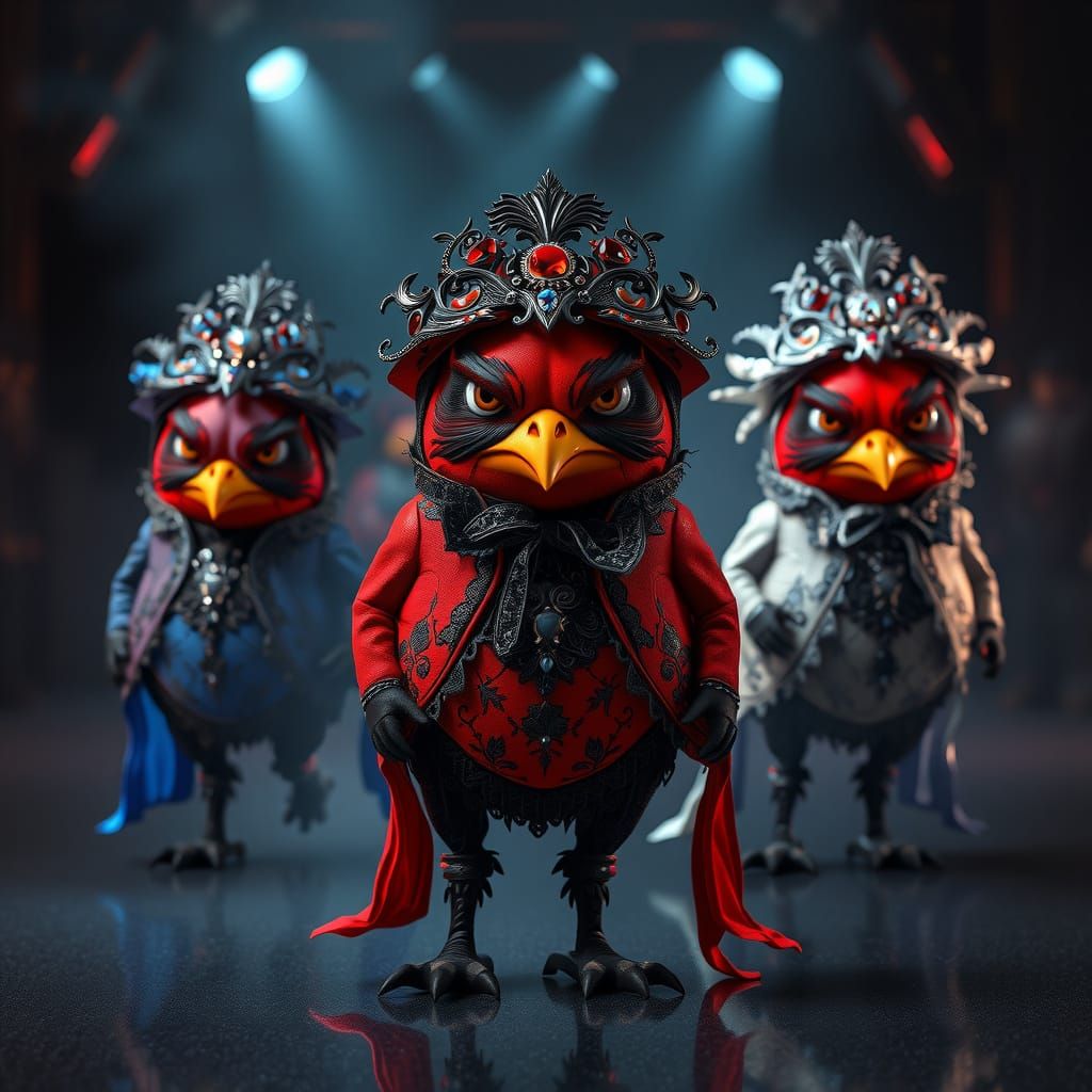 Vibrant Goth Eggs Strut Dark Fashion Runway in Opu... - AI Art