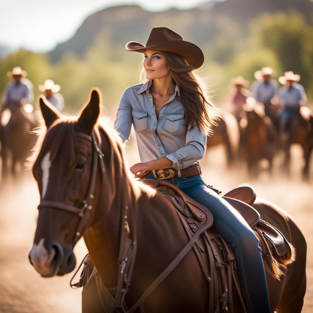 Cowgirls riding in the afternoon - AI Generated Artwork - NightCafe Creator