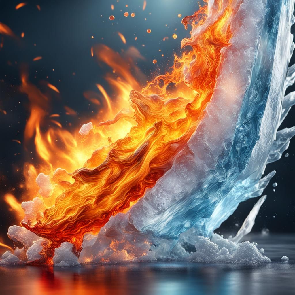 ice vs fire - AI Generated Artwork - NightCafe Creator