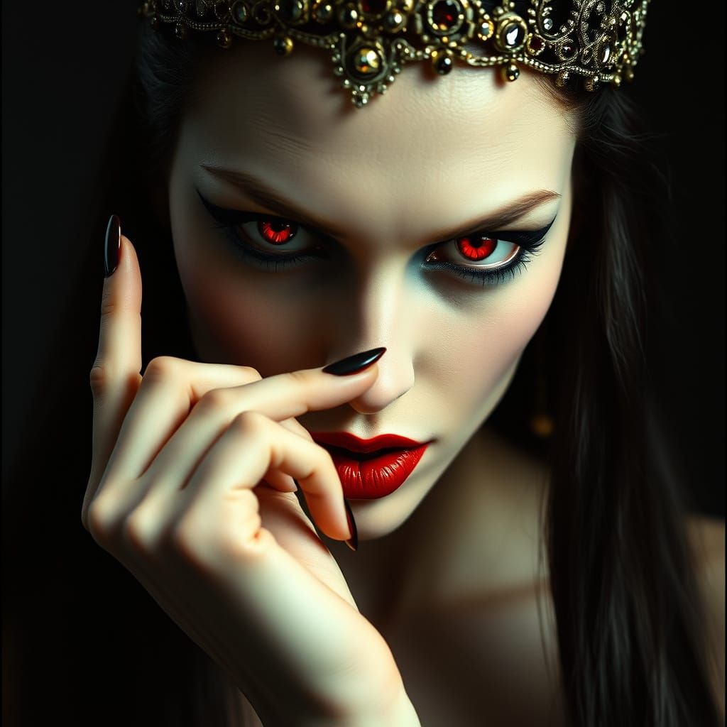 Ethereal Vampire Queen with Ancient Beauty and Hau... - AI Art