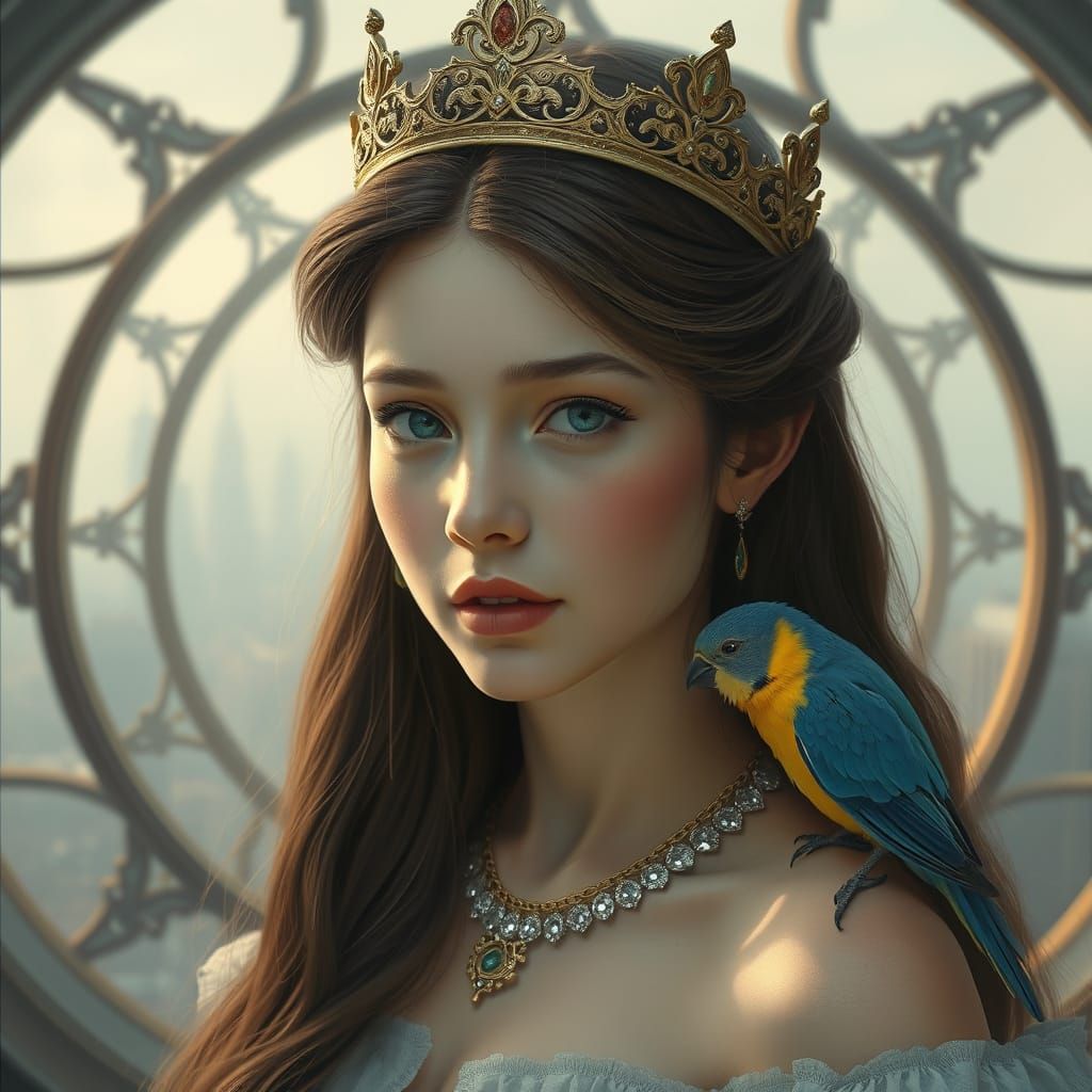 {Portraits of Princess} : A hyper-realistic digital painting shows a ...