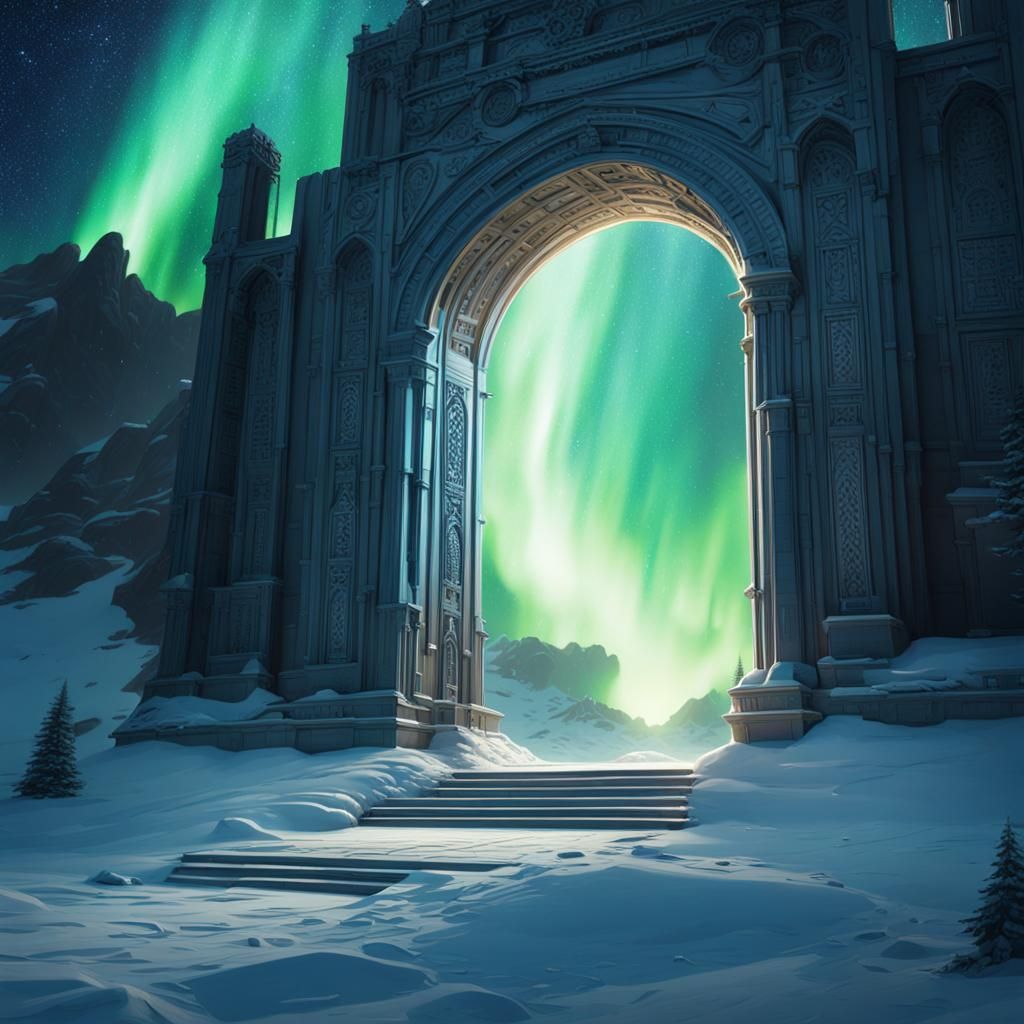 gateway to heaven, small, Anemoiacore, Detailed Painting, long shot ...