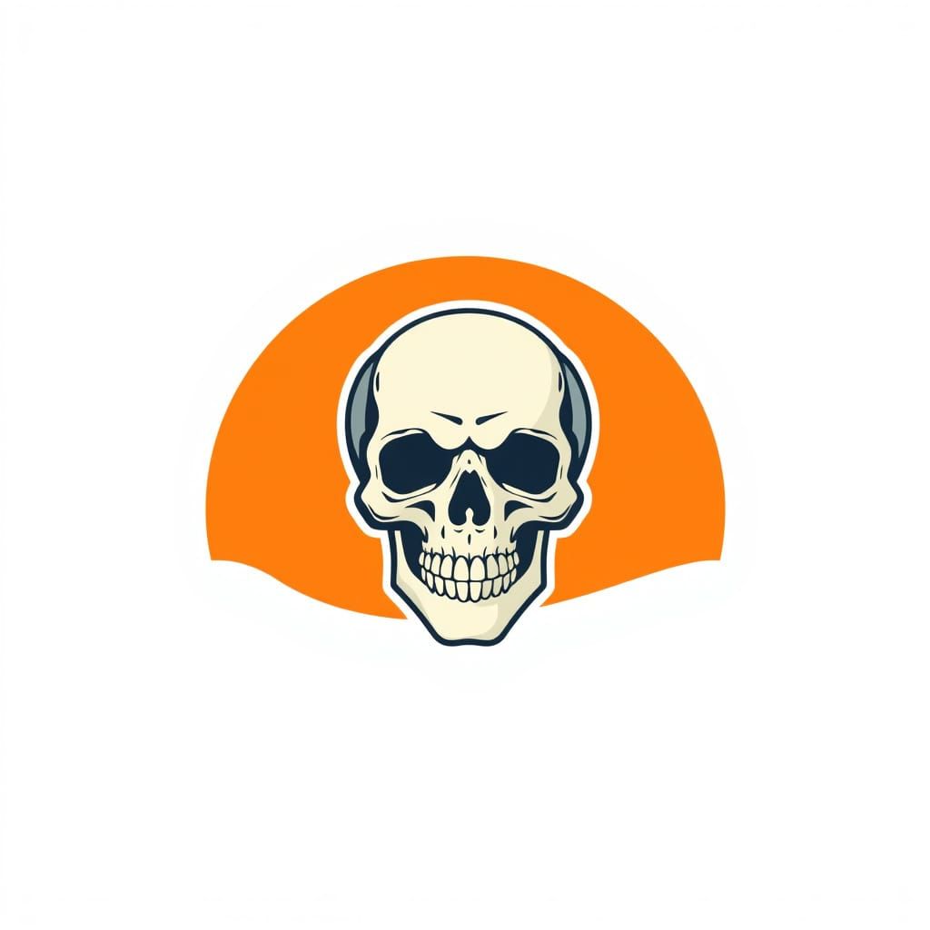 Simplified Flat Style Skull Logo - AI Art