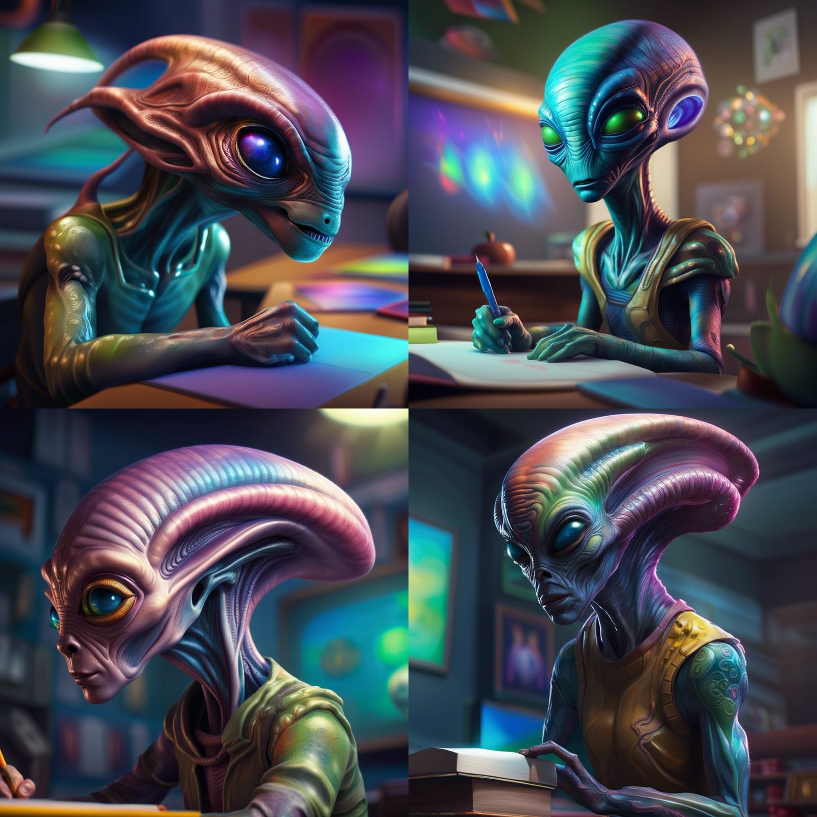 Alien as a teacher - AI Generated Artwork - NightCafe Creator