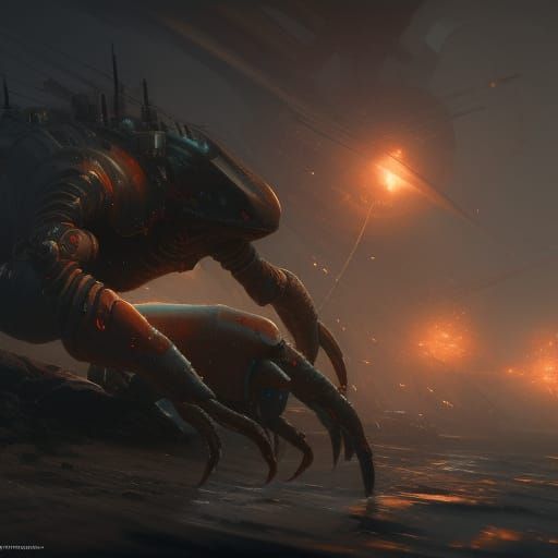 Cyber crab fighting in naval combat : r/nightcafe
