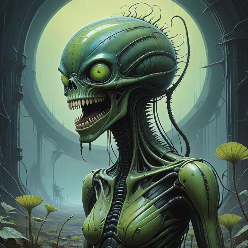 Surreal Alien Goddess as a Venus Flytrap with Razo... - AI Art
