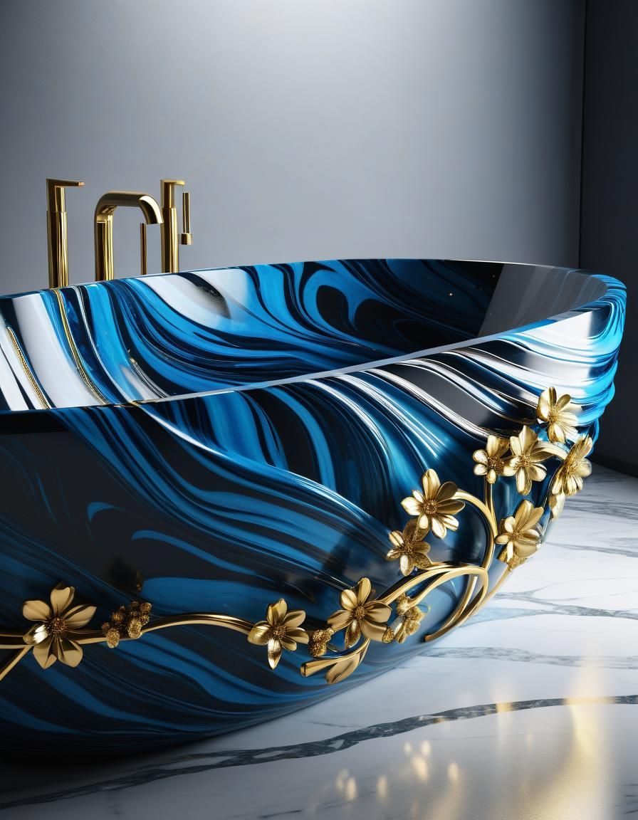 Fluid stone bathtub - AI Generated Artwork - NightCafe Creator