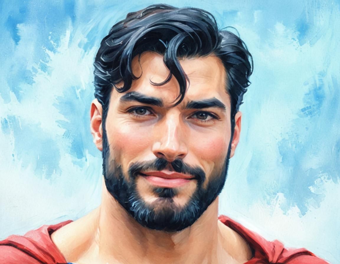 Handsome lovely Superman with a black beard - AI Generated Artwork ...