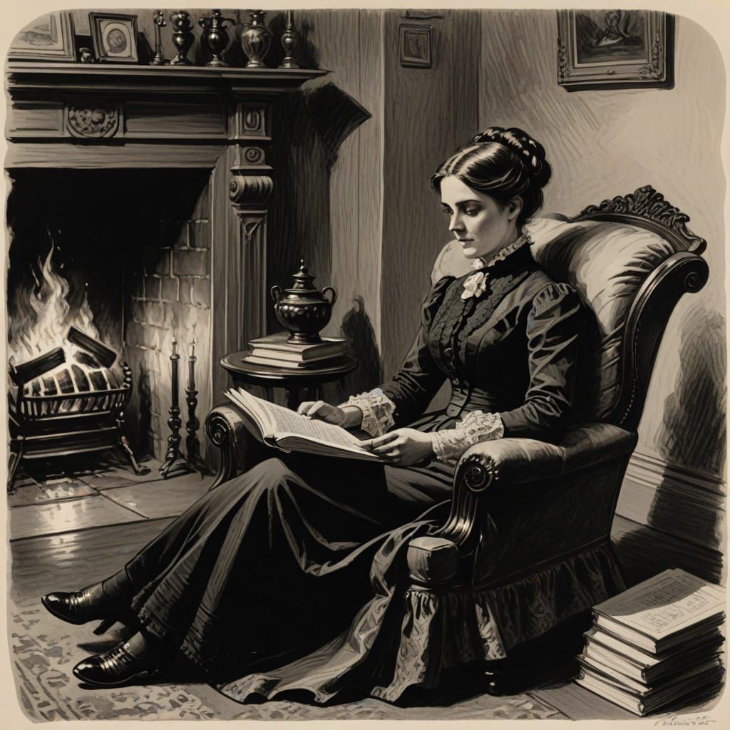 Victorian woman, reading - Victorian woman, reading