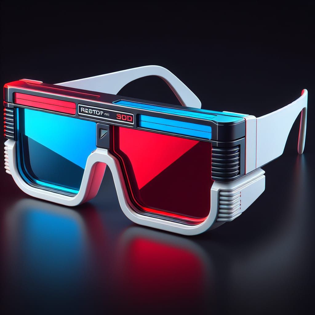 A Futuristic Pair Of 3d Glasses With An 80s Cyber Punk Aesthetic Prop